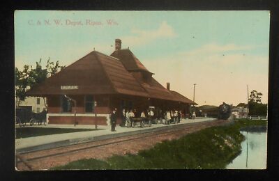 1910s C. & N. W. Depot Steam Engine Chicago and North Western Railroad ...