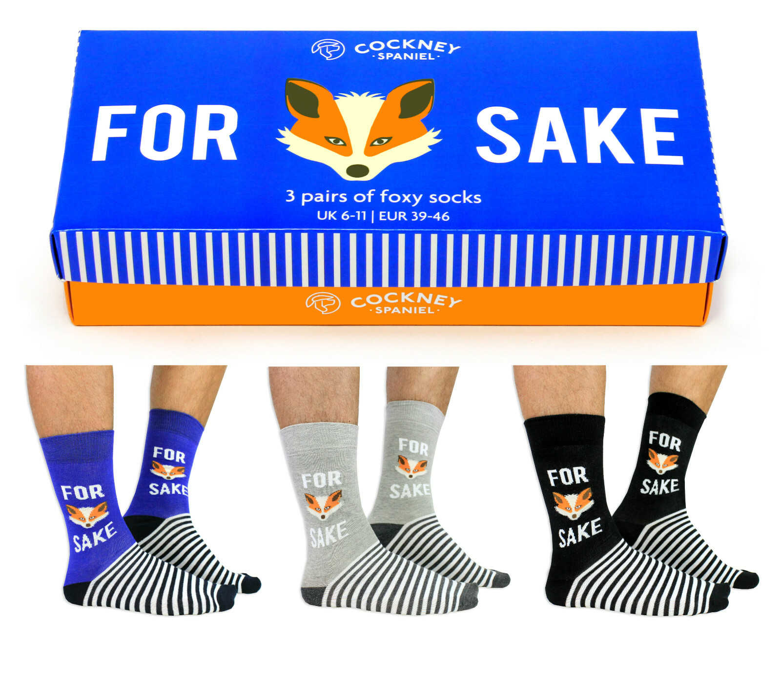 MENS NOVELTY SOCKS 3 PAIRS OF FOR FOX SAKE SOCKS FOR MEN UK 6 - 11 GIFT ...