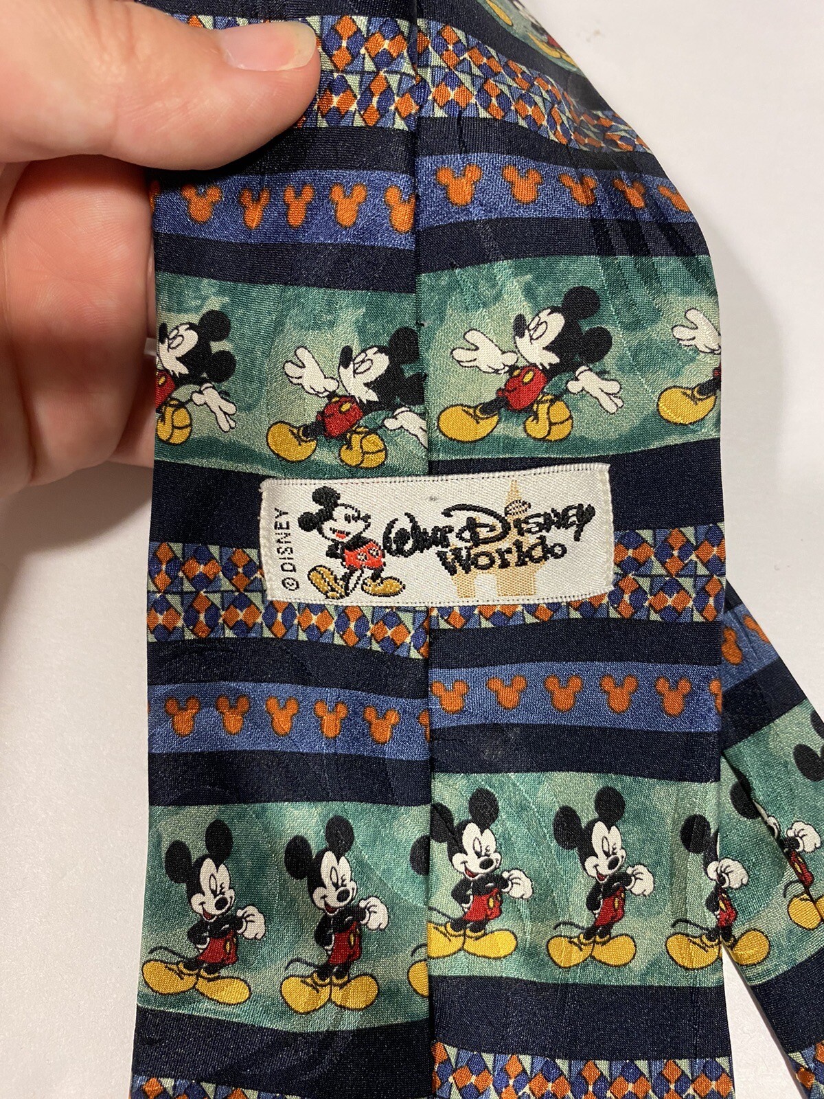 DISNEY STORE Silly Mickey Mouse Silk Tie Repetitive Stripe Pattern | eBay