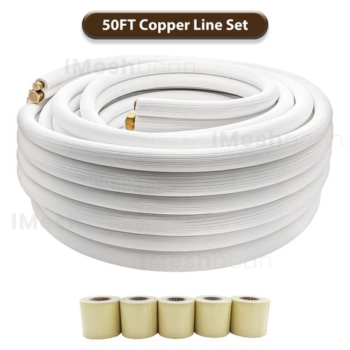 1/4" x 1/2" x 50Ft Insulated Copper Tube Ductless AC Mini Split Line ...