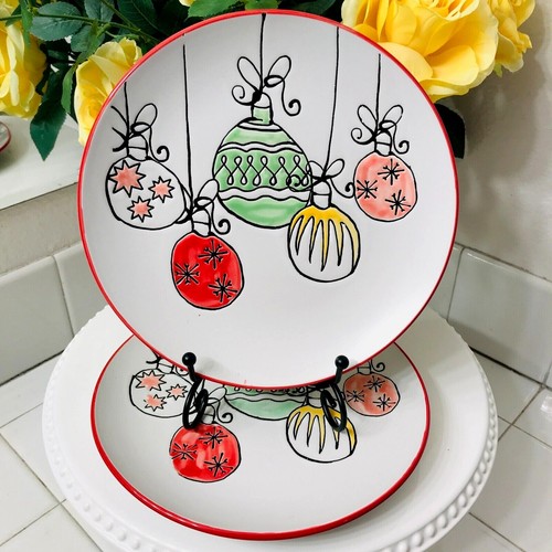 Spectrum Designz Christmas Tree Retro Ornament Plate Set for Salad or ...