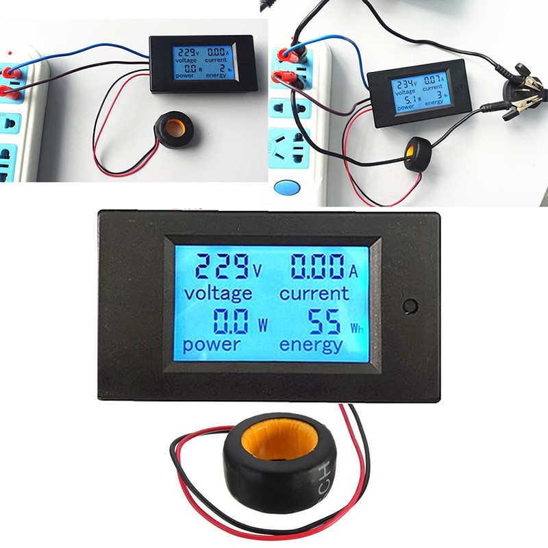 Digital AC Voltage Meter 100A/80~260V Power Energy Voltmeter Ammeter ...