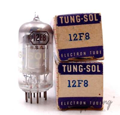 2 Tung-Sol 12F8 Twin Diode Pentode AF Voltage Amplifier Detector Audio ...