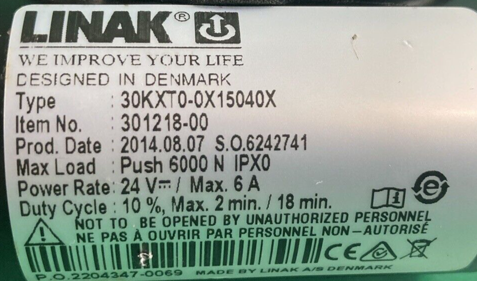 Linak Tilt Actuator for Quickie Pulse 6 30KXT0-0X15040X / 301218-00 # ...