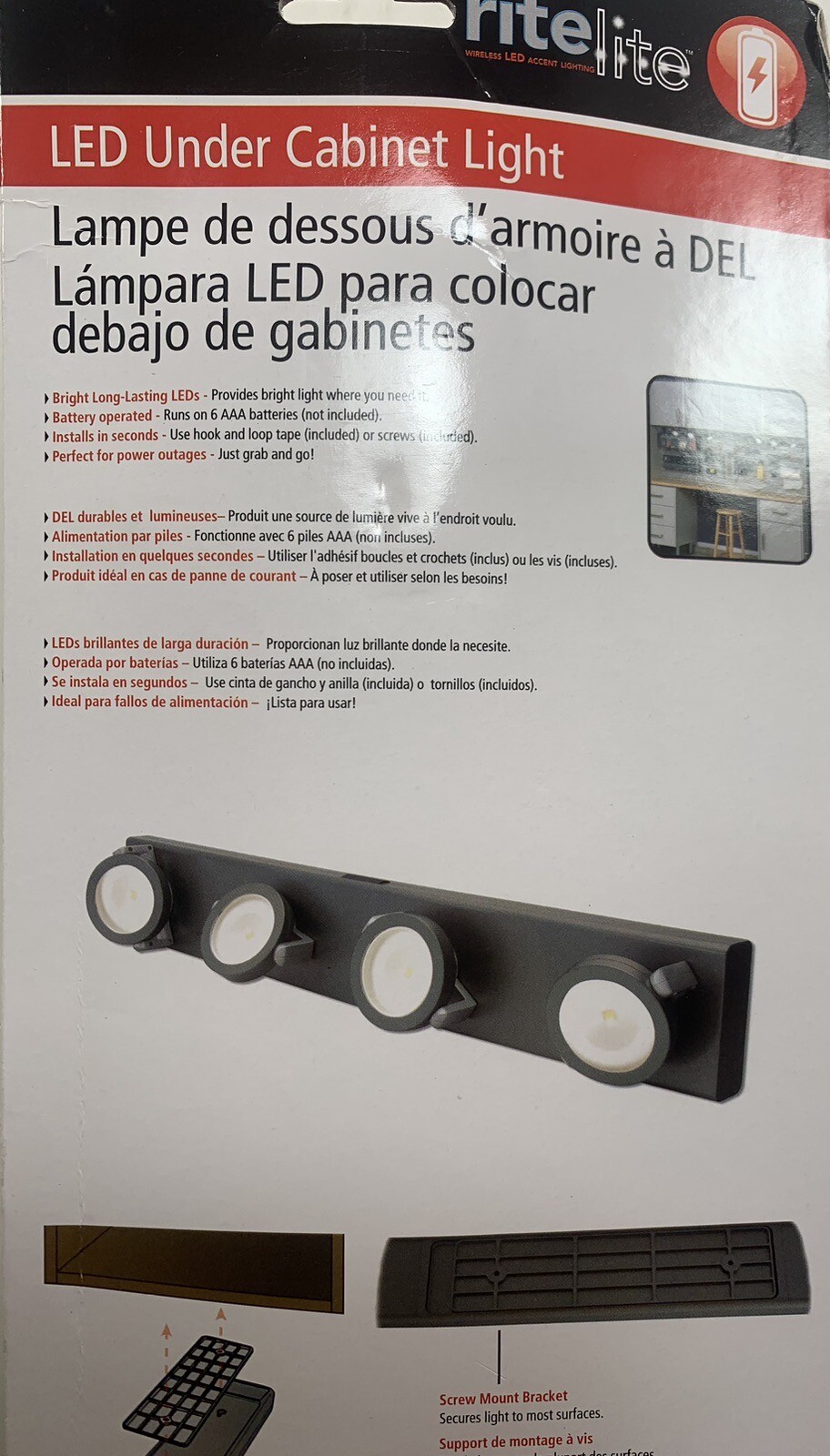 Rite Lite LPL704 Battery-Operated LED Under-Cabinet Track Light | eBay