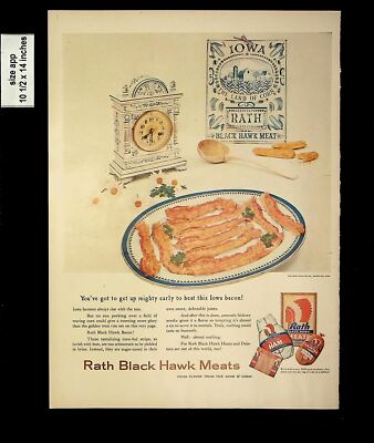 1954 Rath Black Hawk Meats Bacon Vintage Print Ads 9521 | eBay