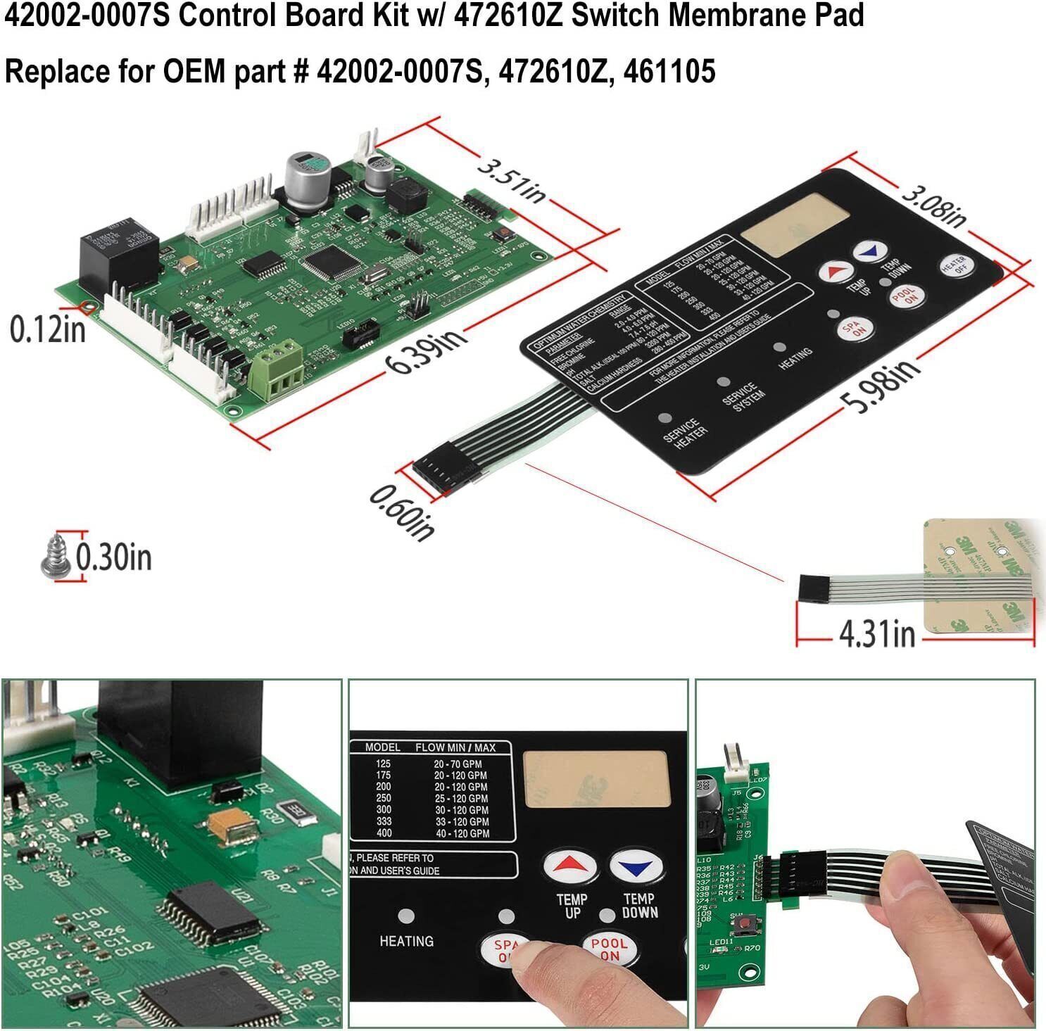 42002-0007S Control Board Kit w/ 472610Z Switch Pad For Pentair ...