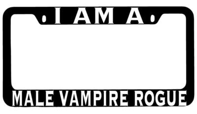 I Am A Male Vampire Rogue Black METAL License Plate Frame RPG | eBay