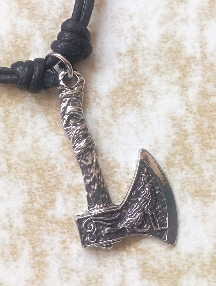 STP 001 =VIKING AXE design 40mm long Silvery STEEL pendant adjustable ...