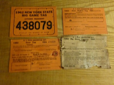 1962 New York Citizen Resident Big Game Hunting License Back Tag 438079 ...
