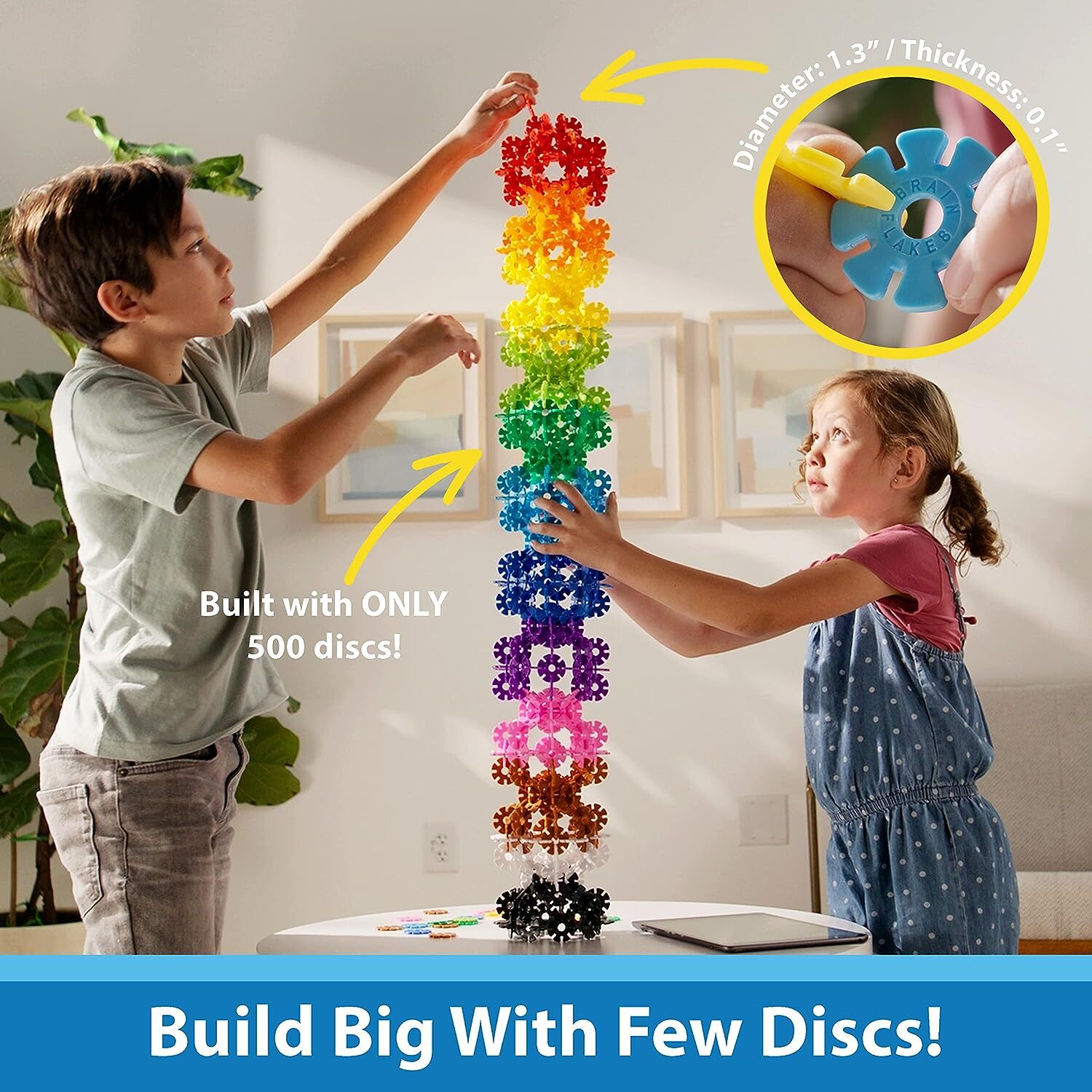 Brain Flakes 500 Piece Interlocking Plastic Disc Set , Building Blocks ...