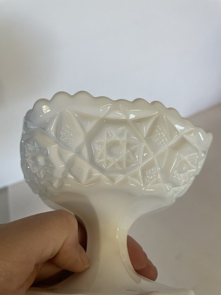 Fostoria Winburn White Milk Glass Footed Compote Candy Jelly Dish Open ...