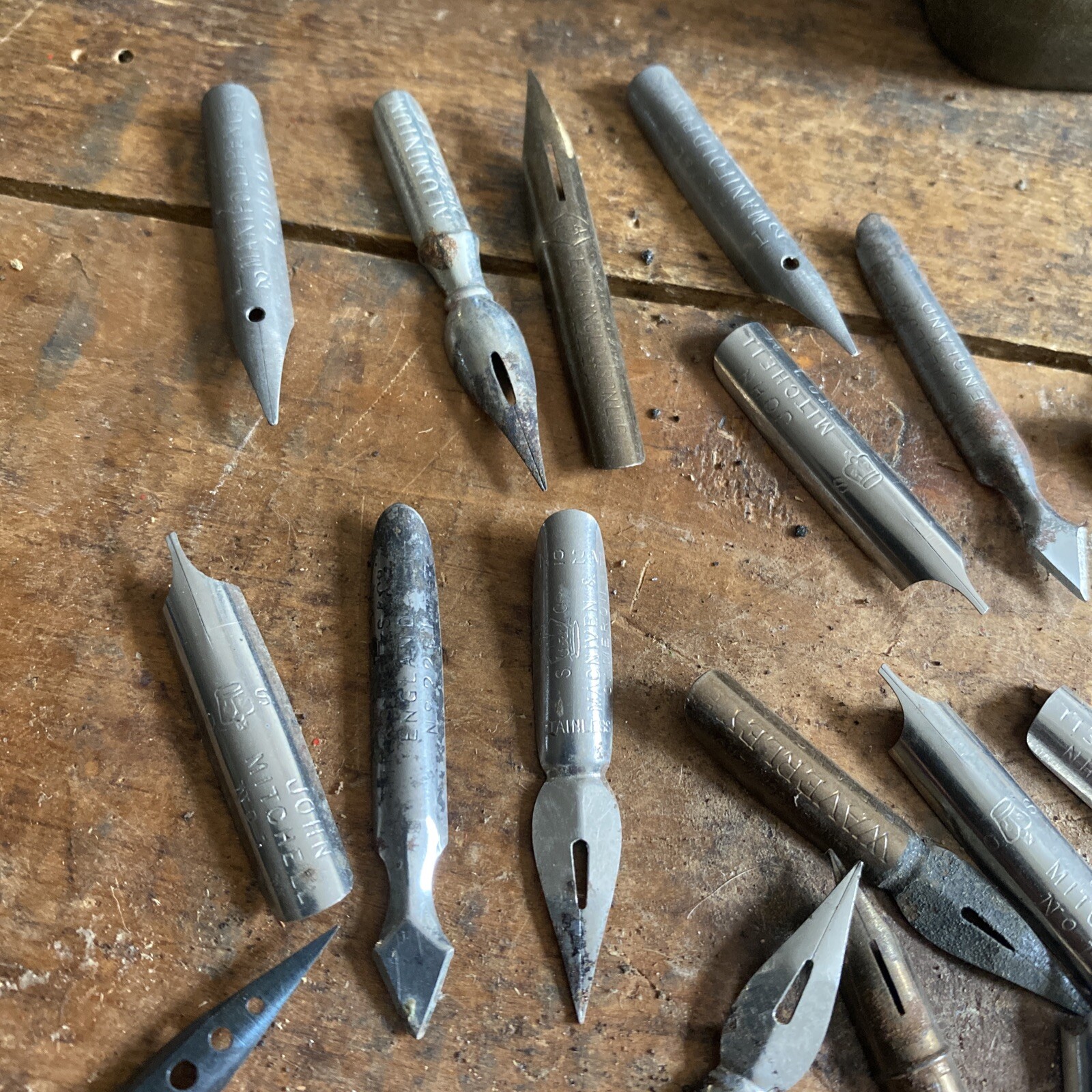 Job Lot 41 x Mixed Antique Vintage Metal Dip Pen Nibs In Tin | eBay UK