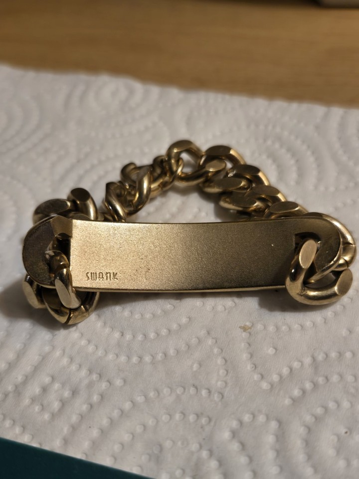 MCM Vintage 1950-60s 'SWANK' I.D. Blank 7.5 Inch Gold-Tone Brass Sz 6.5 ...