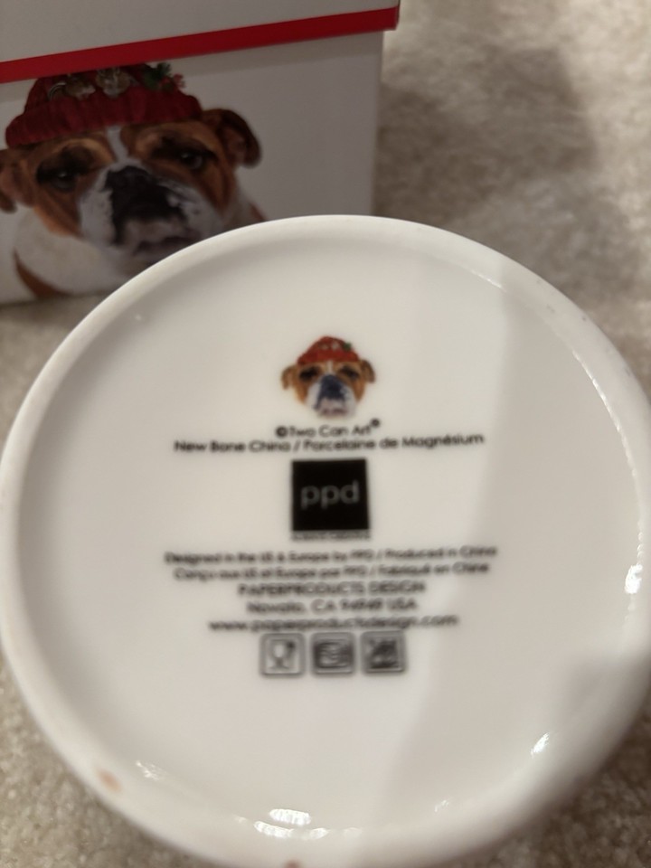 New With Box Paper Products Design PPD Two Can Art Bulldog Coffee Mug ...