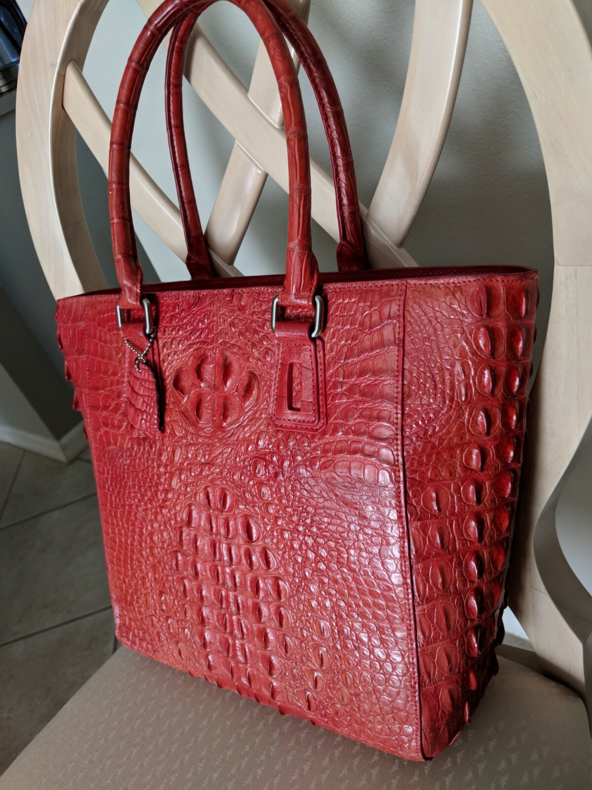 Genuine Alligator-skin Carryall Bag - Gem