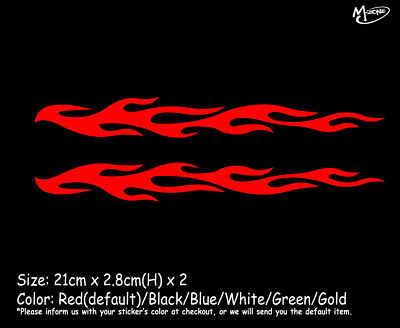 2 FIRE FLAME Reflective Motorcycle Car Stickers Mirrored Pair Sticker ...