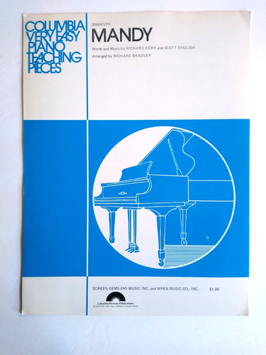 Sheet Music Song Mandy Richard Kerr Scott English Richard Bradley 1971 ...