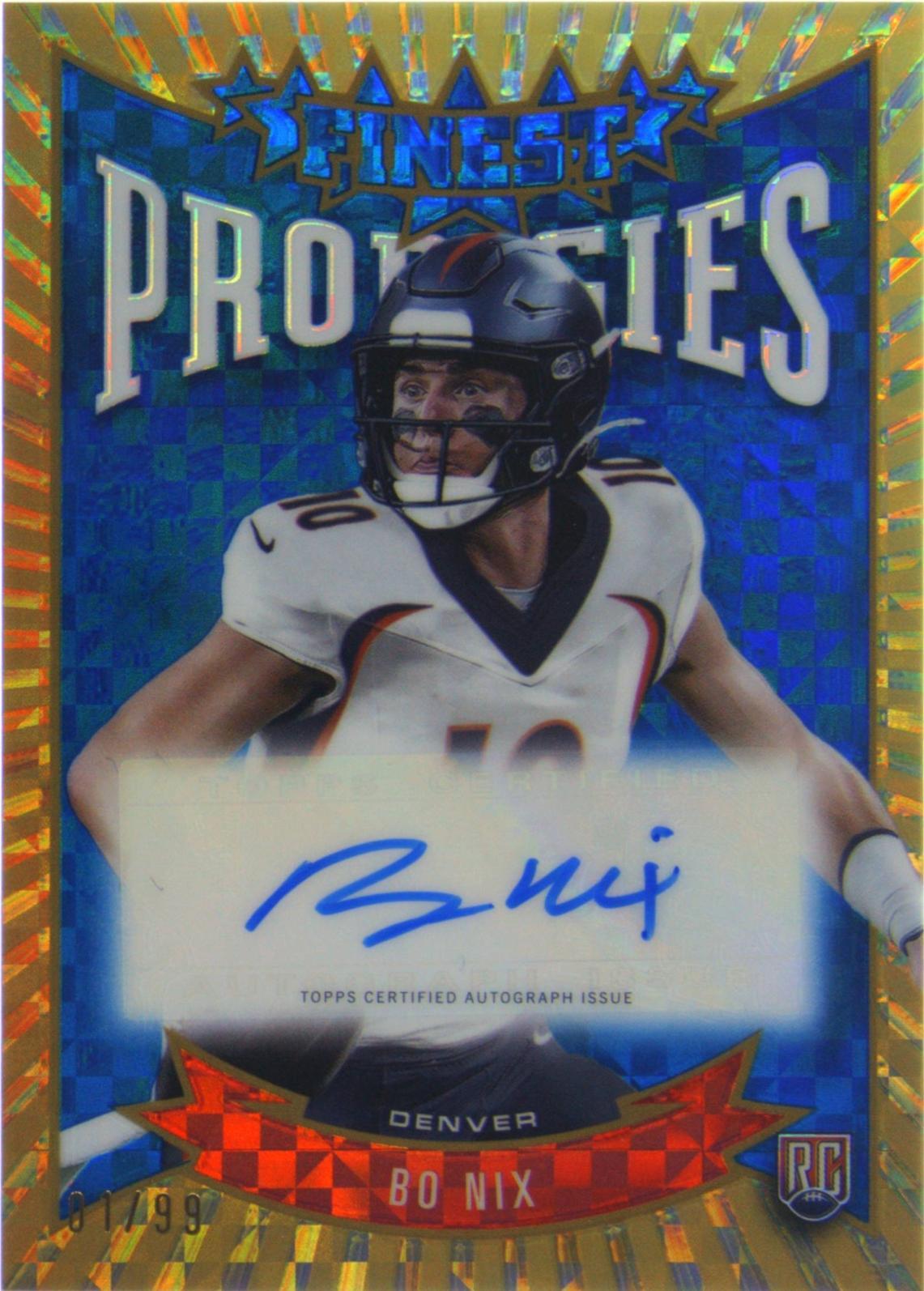 2024 Topps Finest - Prodigies Autographs Bo Nix #P-BN Blue Checkerboard ...