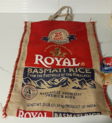 Royal Basmati Rice Tote Bag Burlap Sack With Handles Zippered Empty ...