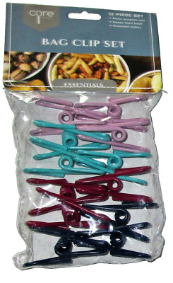 Core ~ Kitchen BAG CLIP SET ~ 12 Pieces ~ Assorted Colors | eBay