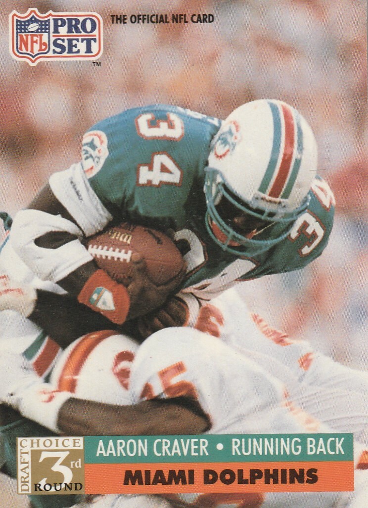 FREE SHIPPING-MINT-1991 Pro Set #789 Aaron Craver Miami Dolphins ROOKIE ...