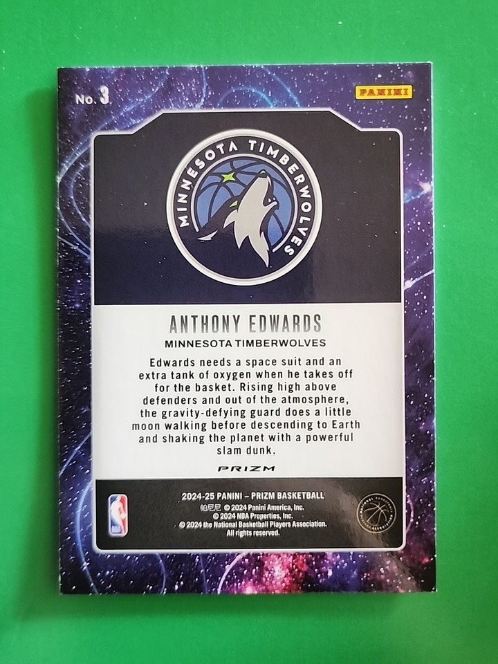 2024-25 Panini Prizm Anthony Edwards Deep Space Green #3 Minnesota ...
