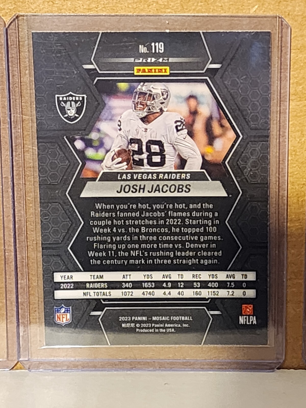 Josh Jacobs 2023 Mosaic Camo Pink Mosaic Prizm Card Las Vegas Raiders ...