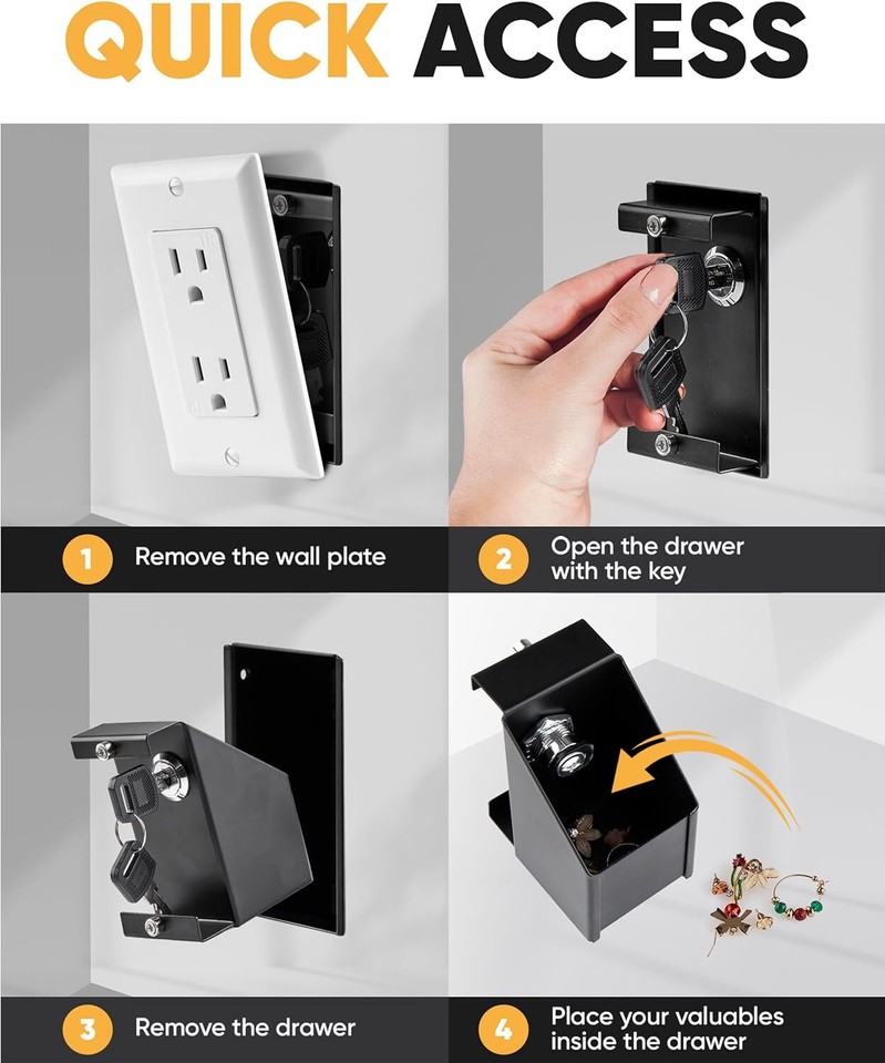 Hidden Wall Safe Outlet with Key Lock Electric Socket Safe Covert Wall ...
