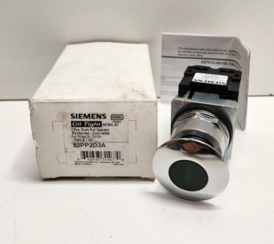 NEW OLD STOCK! SIEMENS 24V ILLUM GREEN 2-POS PUSH PULL OPERATOR SWITCH ...