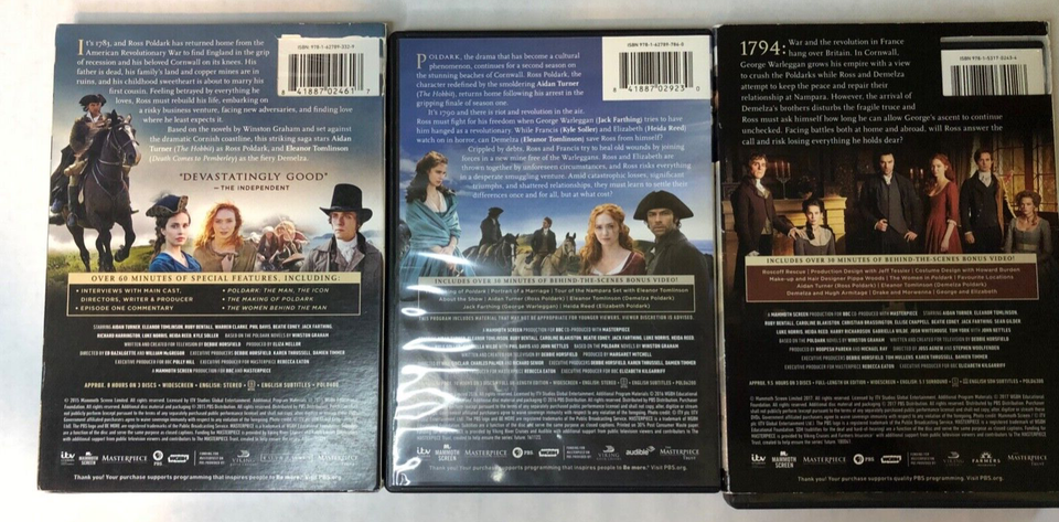 Masterpiece PBS POLDARK DVD SEASONS 1-3 | eBay