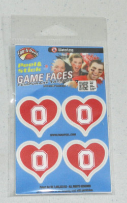 Ohio State Univ~OSU game day~face stickers~peel & stick~ 4 per pk~NIP ...