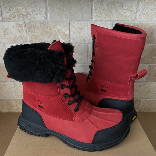 UGG Butte Mono Samba Red Waterproof Leather Textile Snow Boots Size US ...