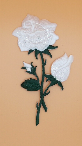White shimmery roses on stem Embroidered Iron on Patch | eBay