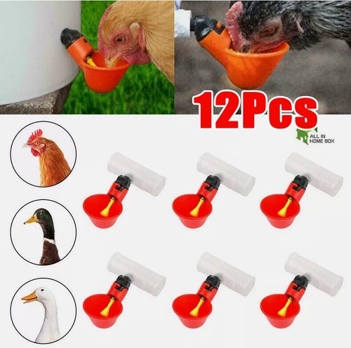 12X Automatic Cups Water Feeder Drinker Chicken Waterer Poultry Chook ...