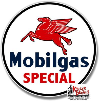 (MOBI-12) 10" ROUND MOBIL MOBILGAS SPECIAL GAS PEGASUS GASOLINE PUMP ...