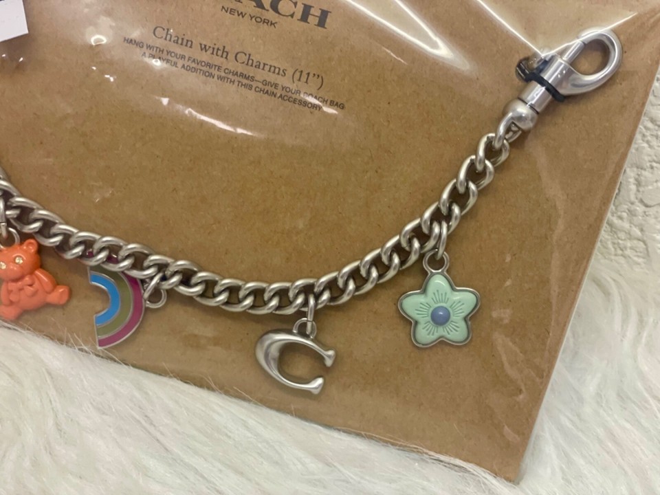Coach Motif Extension swagger Chain with Charms Gold/Sliver Limited | eBay