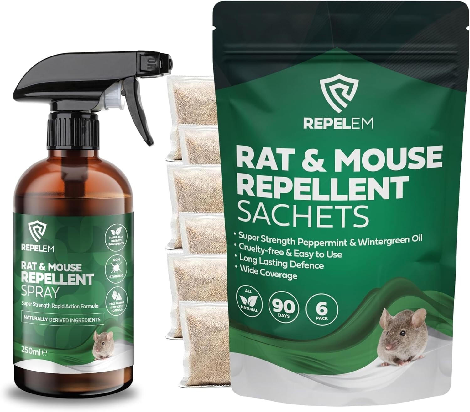 REPELEM Rodent Bundle Mouse Repellent Spray & Peppermint Rat Repellent ...