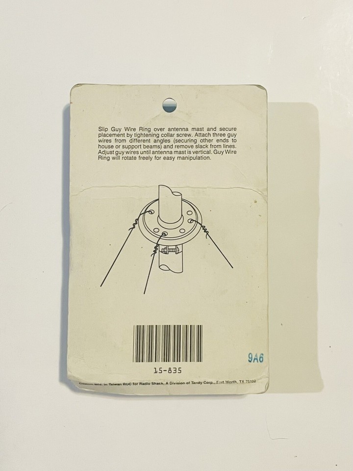 Radio Shack Guy Wire Ring 15-835 For Attaching Guy Wire To Antenna Mast ...