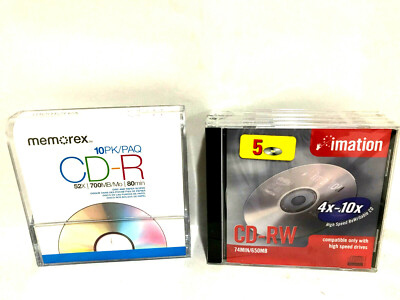 Lot Memorex CD-R 10PK 52X 700MB Imation CD-RW 650MB 5PK | eBay