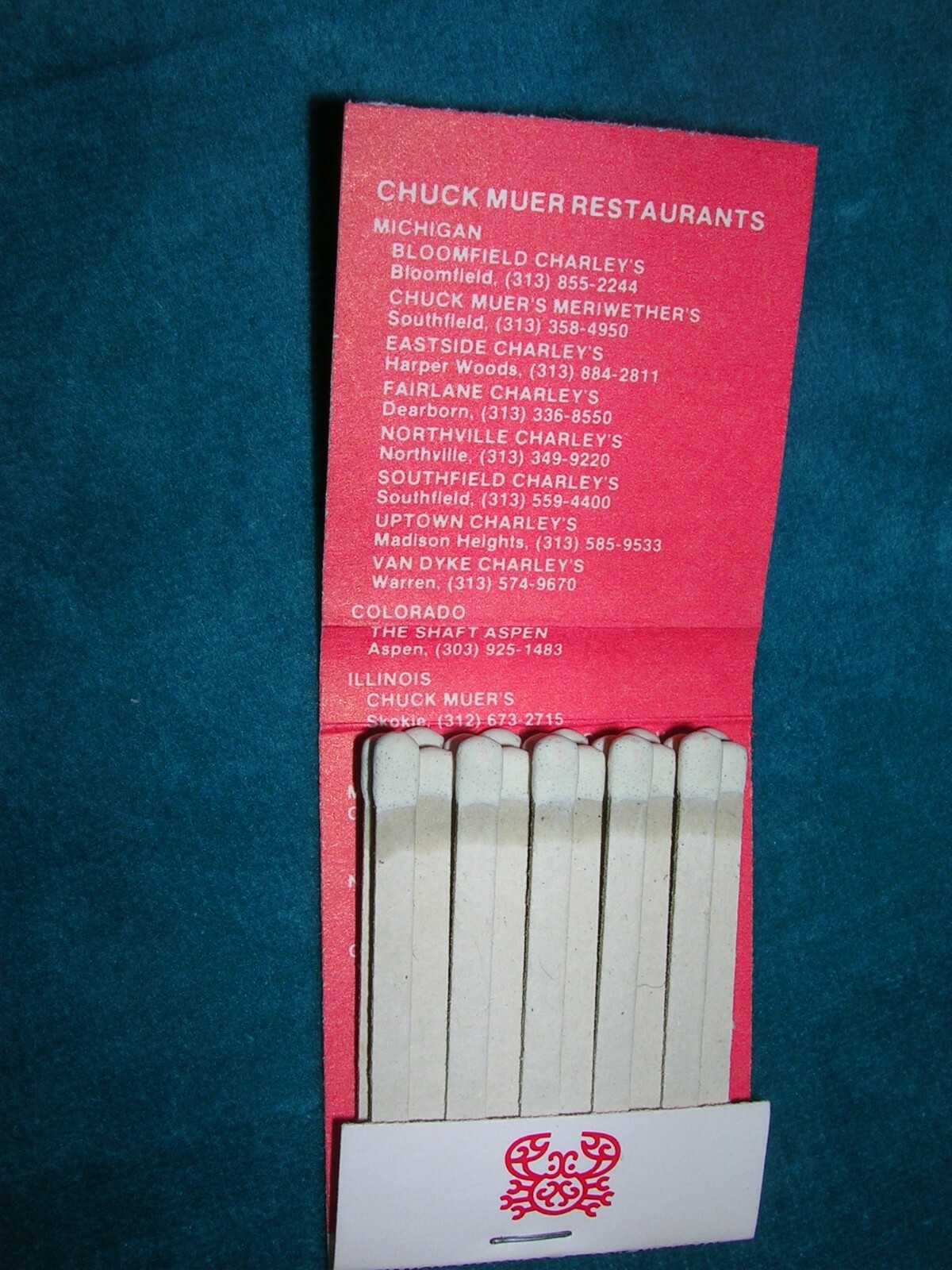 CHUCK MUER'S Seafood & Tavern ( 15 - Matchbook's Rare) (NEW NOT USED ...