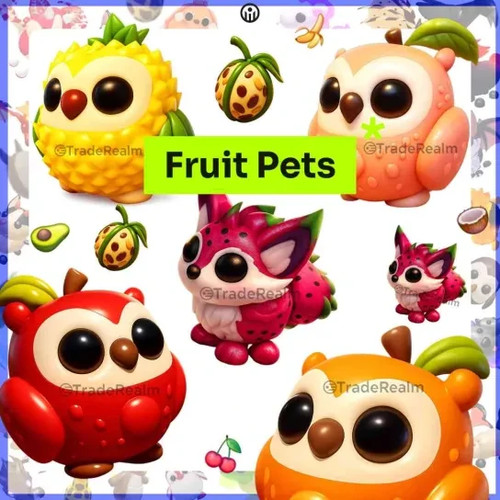Adopt me FRUIT PETS OWL FOX PINEAPPLE/PEACH/CLEMENTINE/APPLE DRAGON ...