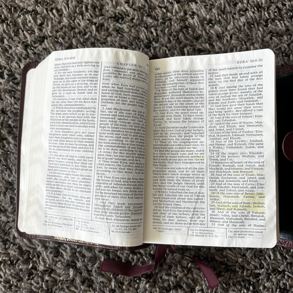 Leather LDS Pocket Mini Quad Maroon Book Of Mormon Bible D&C Pearl Snap ...