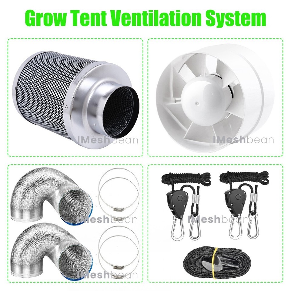 2x2 Complete Grow Tent Kit w/Full Spectrum Grow Light Air Ventilation ...