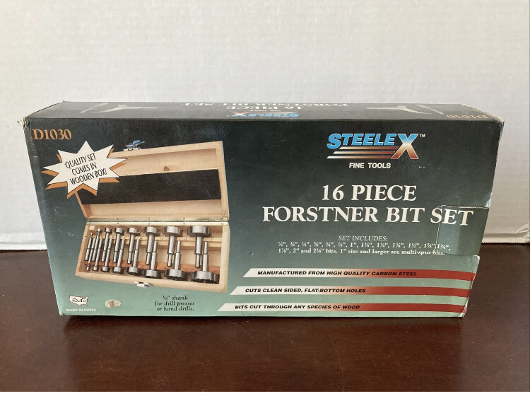 SteeleX Forstner D1030 16-Piece Drill Bit Set 1/4"-2 1/8", 3/8" Dia ...
