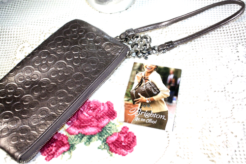 Brighton Silver-Pewter WRISTLET Pebble Leather Wallet | eBay