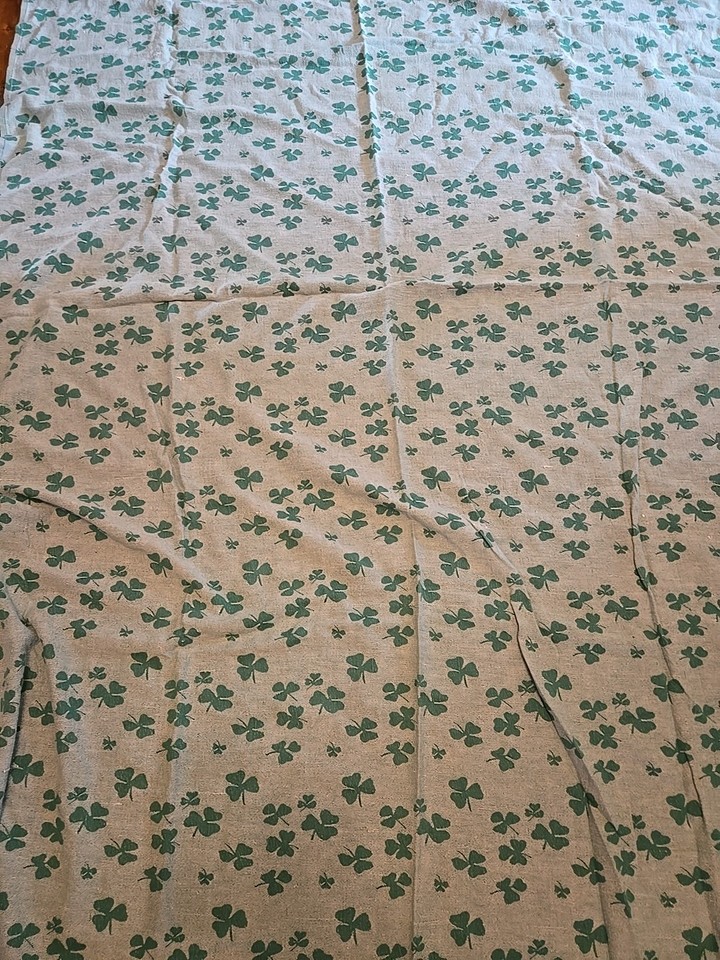 Vintage St. Patrick's Shamrock Clover Tablecloth Green Cotton ...