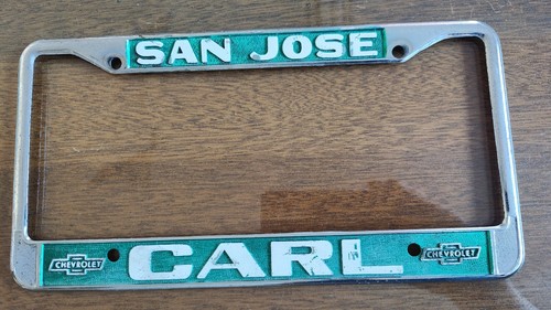 Vintage CARL Chevrolet San Jose California Dealership License Plate ...