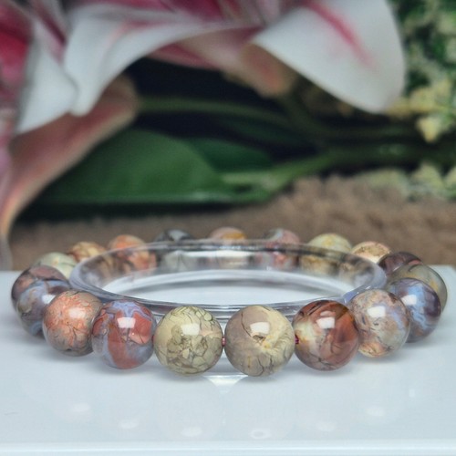 Cracked Alashan Agate Bracelet 10mm #9910 | eBay UK