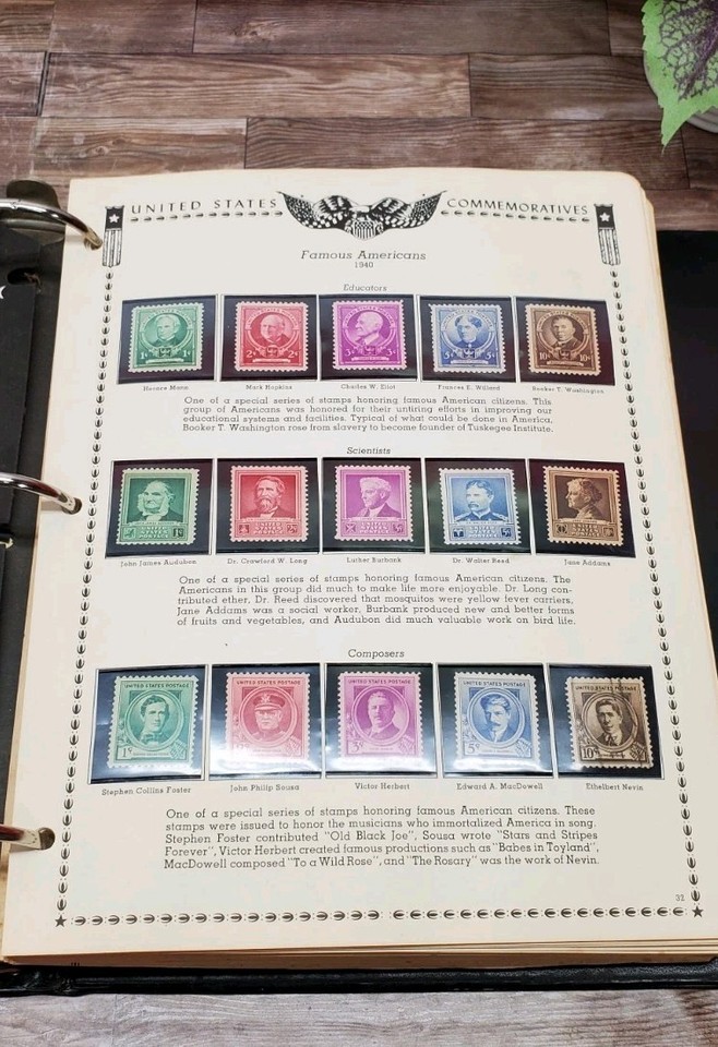 Vintage US Postage Stamp Collection Large Lot Over 1,100 Stamps 1898 To ...